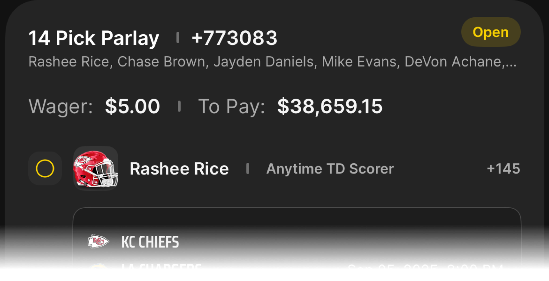 14-leg Parlay on DraftKings Sportsbook