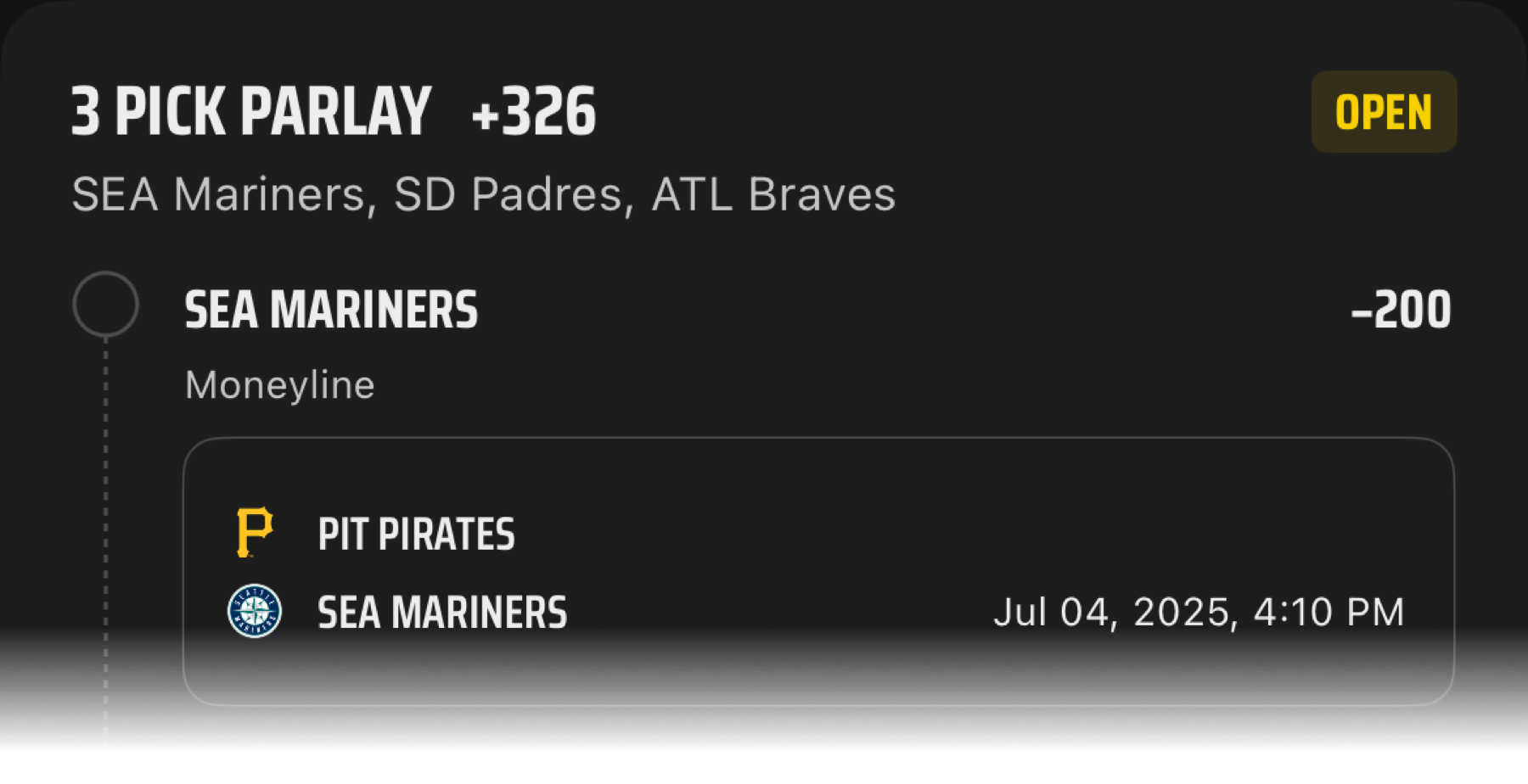 3-leg Parlay on DraftKings Sportsbook