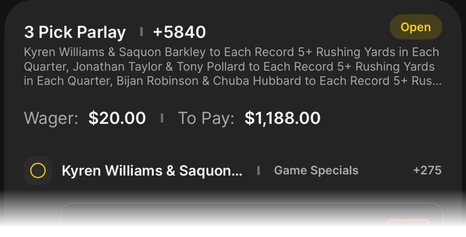 3-leg Parlay on DraftKings Sportsbook